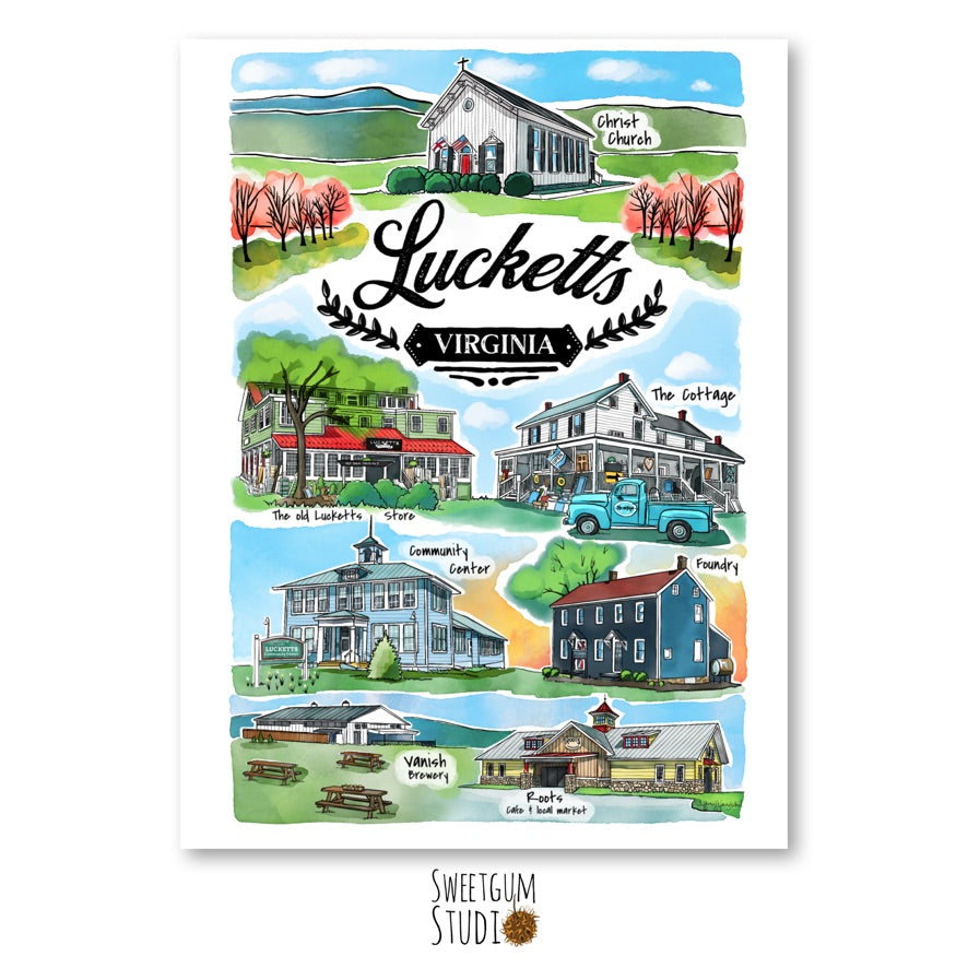 Lucketts Landmark Art Print – Sweetgum Studio LLC