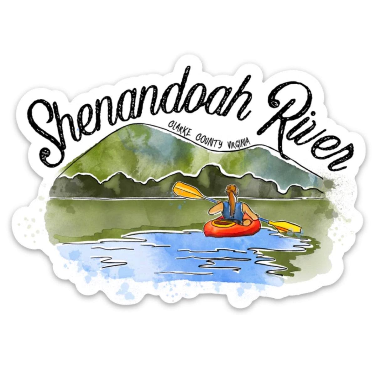 Shenandoah River Kayaker, Clarke County Die Cut Sticker – Sweetgum ...